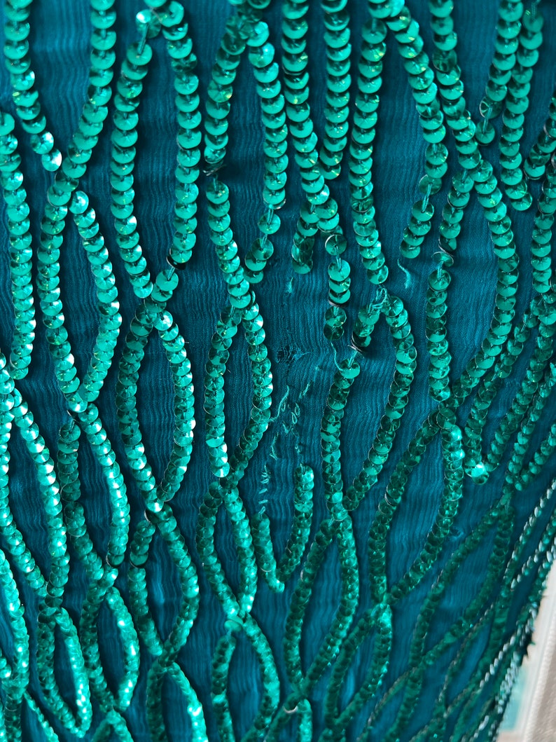 Vintage Sequin Silk Green Dress - Etsy