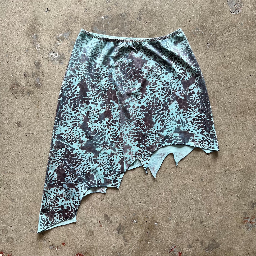 Flintstone Cut Turquoise Animal Print Mini Skirt - Etsy
