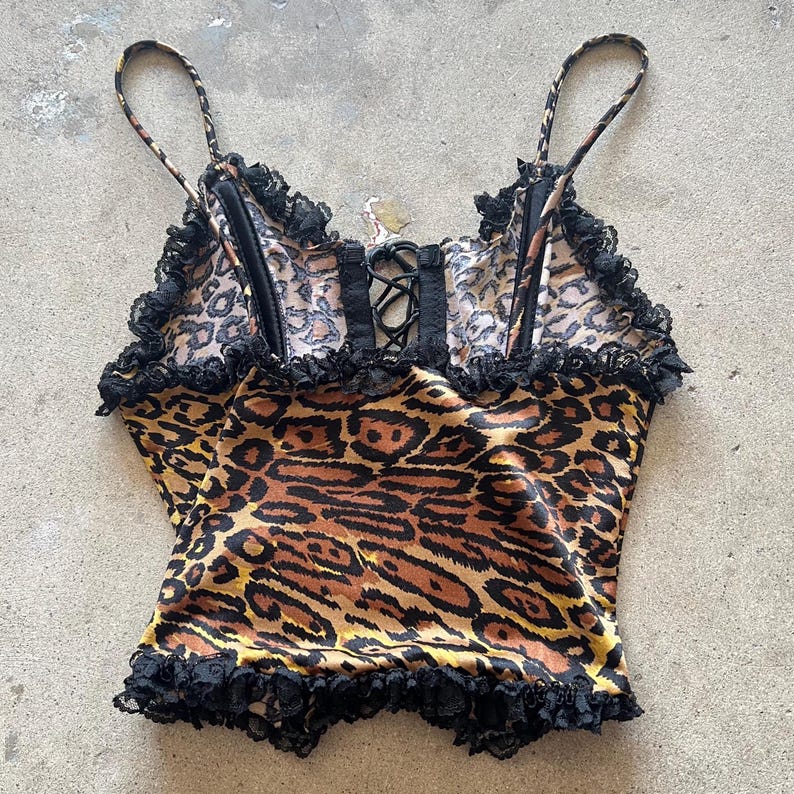 Leopard Print Corset Top With Lace Ruffle Trim - Etsy