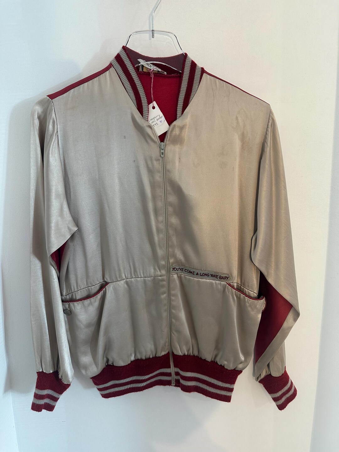 70s Raspberry Virginia Slims Satin Bomber - Etsy