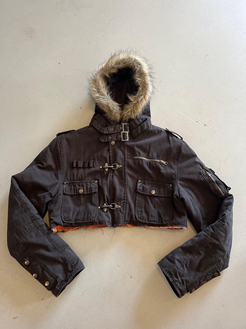 Cropped Bomber With Fur Lined Hood - Etsy