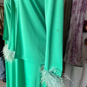 Vintage Green Dress With Matching Feather Trim Jacket - Etsy