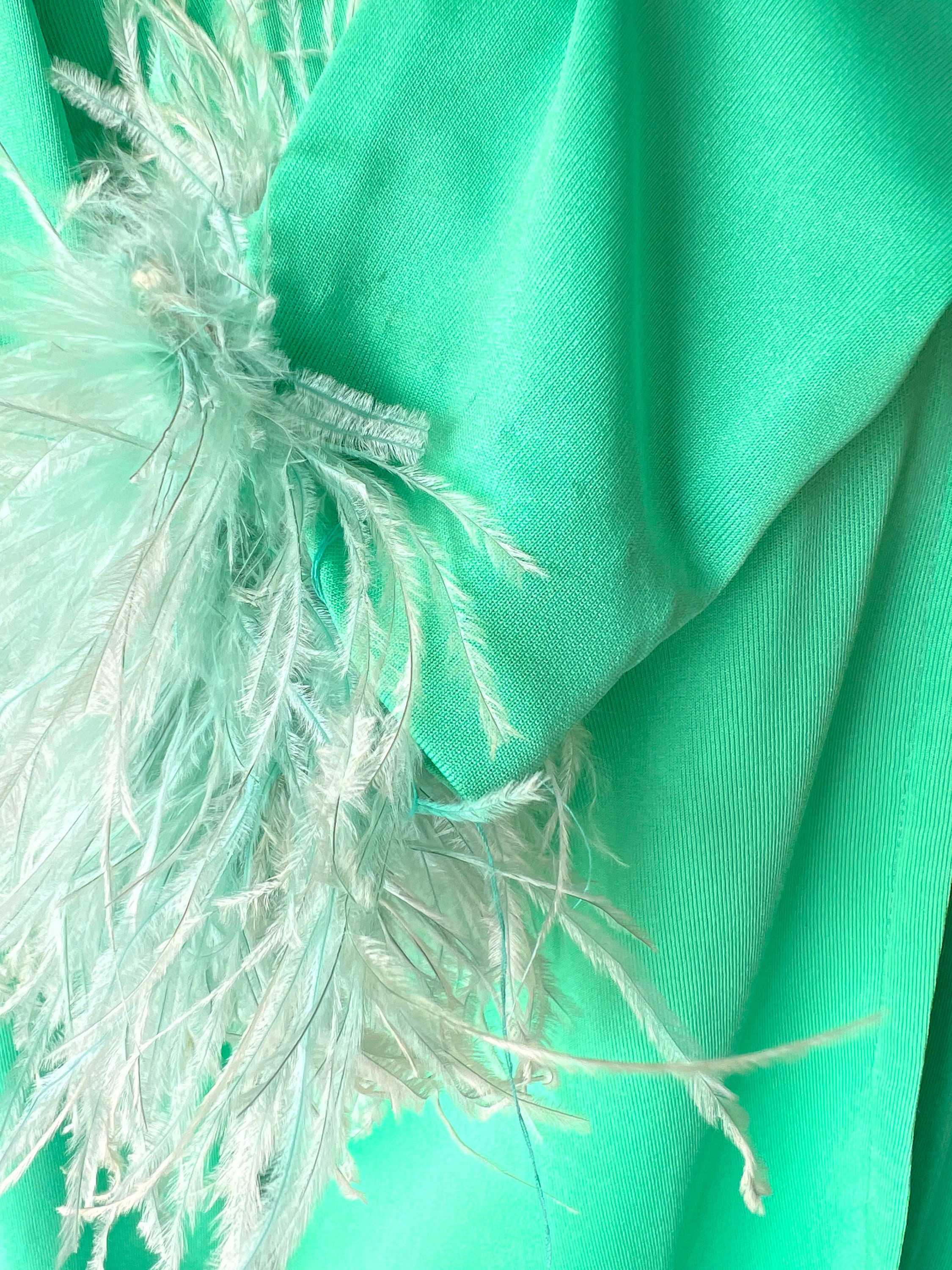 Vintage Green Dress With Matching Feather Trim Jacket - Etsy