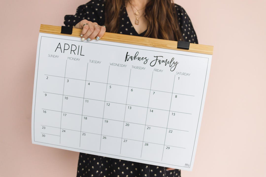 Large Personalized Wall Calendar With FREE Wood Hanger - 12 Months | 24 ...