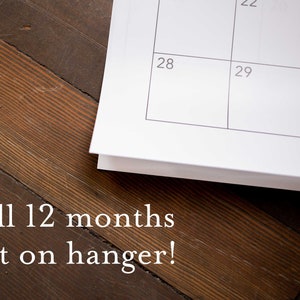 Large Personalized Monthly Wall Calendar With Wood Hanger - 12 Months ...
