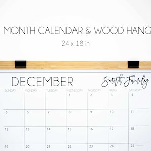 Large Personalized Wall Calendar With FREE Wood Hanger - 12 Months | 24 ...