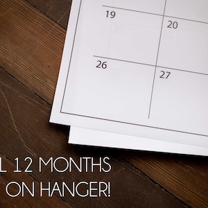 Large Personalized Wall Calendar With FREE Wood Hanger - 12 Months | 24 ...