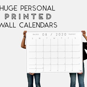Extra Large Monthly Personalized Printed Wall Calendars | 24"x16", 36 ...