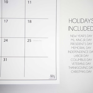 Large Personalized Wall Calendar With FREE Wood Hanger - 12 Months | 24 ...