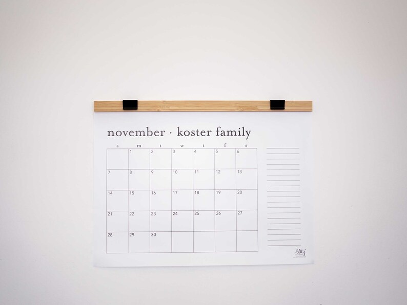 Large Personalized Monthly Wall Calendar With Wood Hanger 12 - Etsy