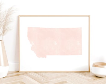 Montana State Greenery Watercolor Print Western Wall Art | Etsy