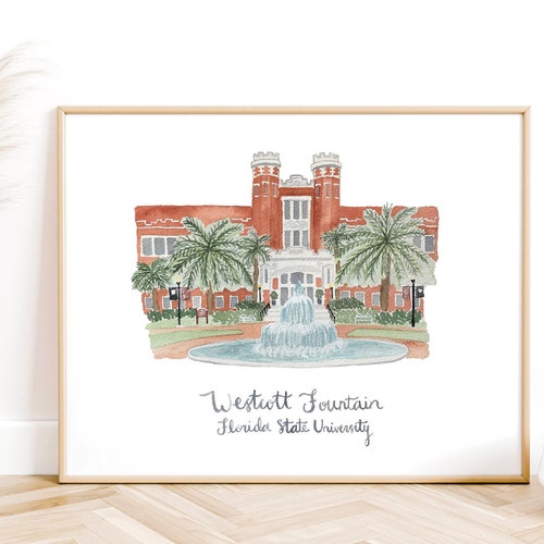 Florida State University Westcott Fountain Print / FSU Art | Etsy