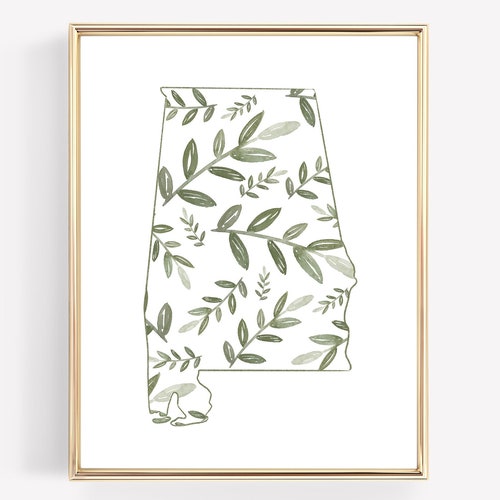 Alabama Watercolor Print Alabama State Art Home State Art - Etsy