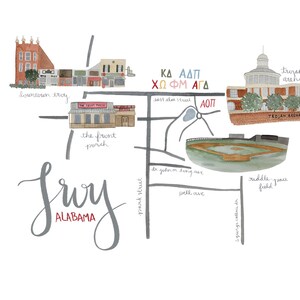 Troy Alabama map watercolor print Troy university college | Etsy