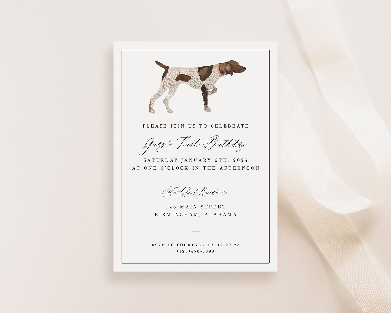 Customizable Classic German Shorthaired Pointer Birthday Invitation ...