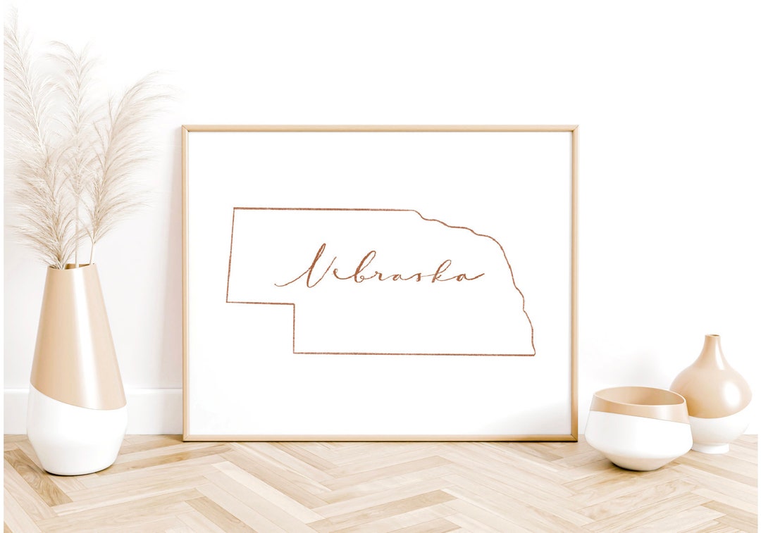 Nebraska State Outline Print, Omaha Wall Art, Lincoln Home Decor, Gift ...