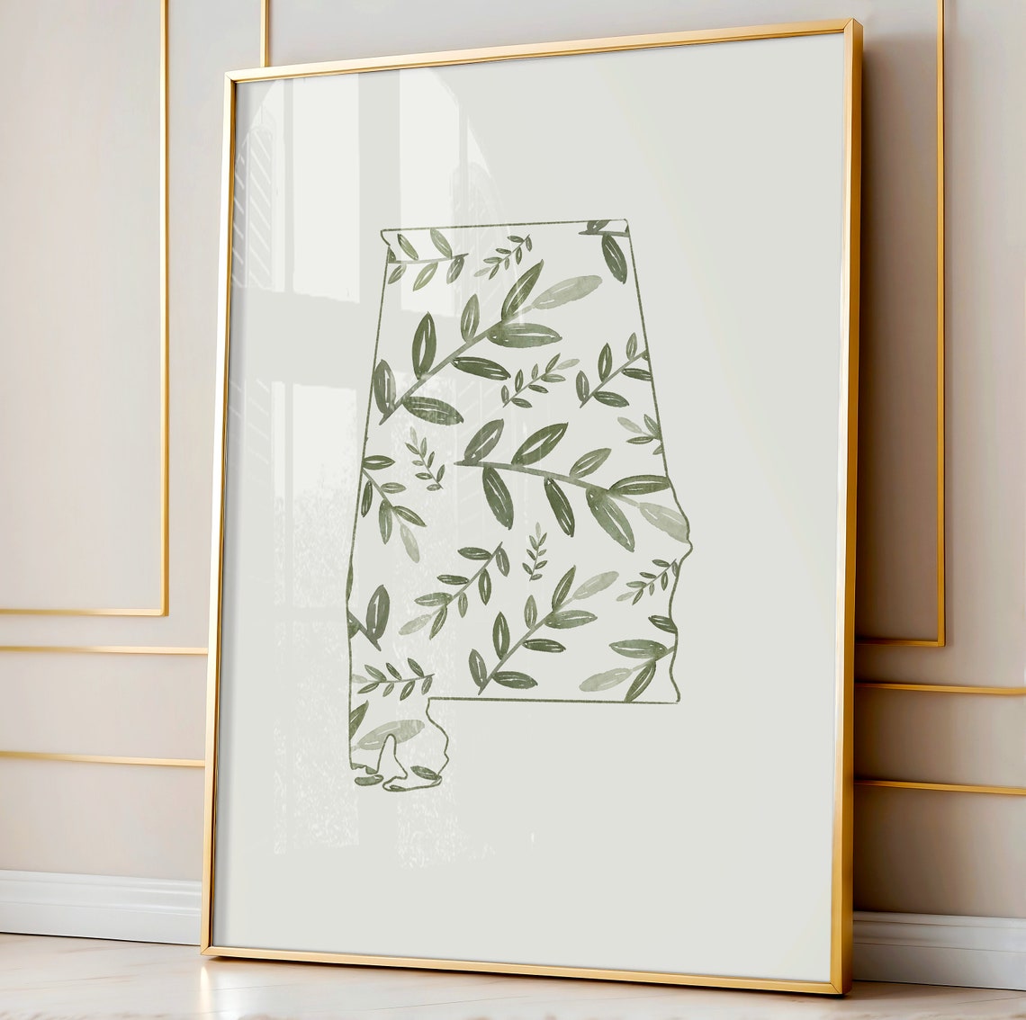 Alabama State Watercolor Greenery Print, Alabama Home Decor, Gift for ...