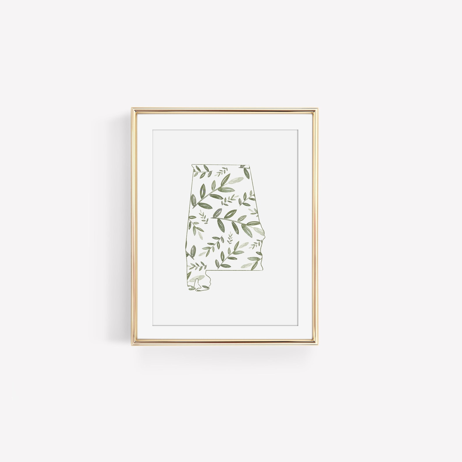Alabama State Watercolor Greenery Print, Alabama Home Decor, Gift for ...