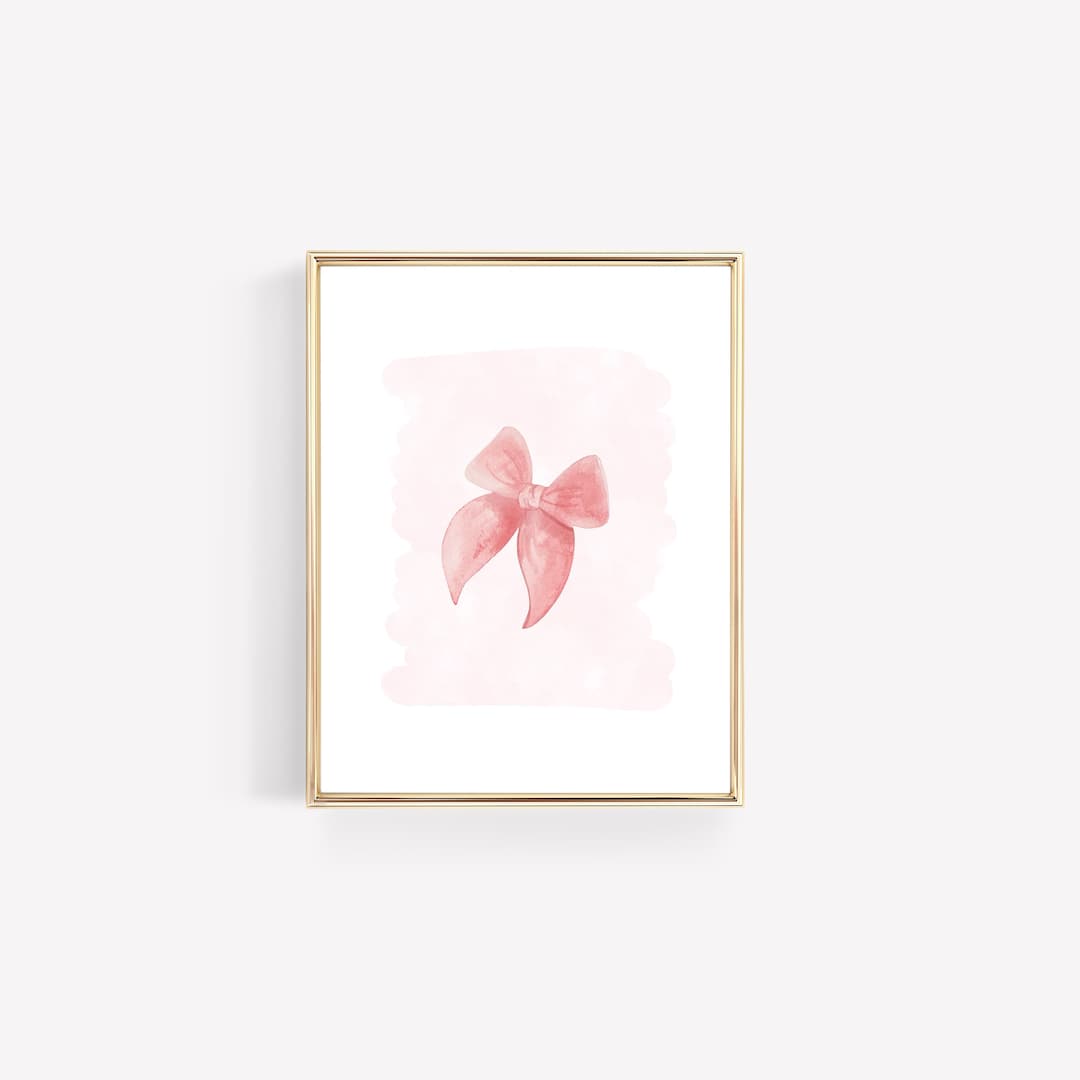 Pink Bow Watercolor Art Print - Etsy