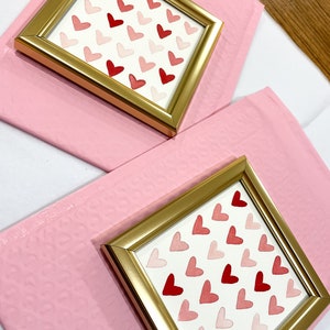 Hand-painted Watercolor Hearts With Gold Frame 4inx4in, Valentine’s Day ...