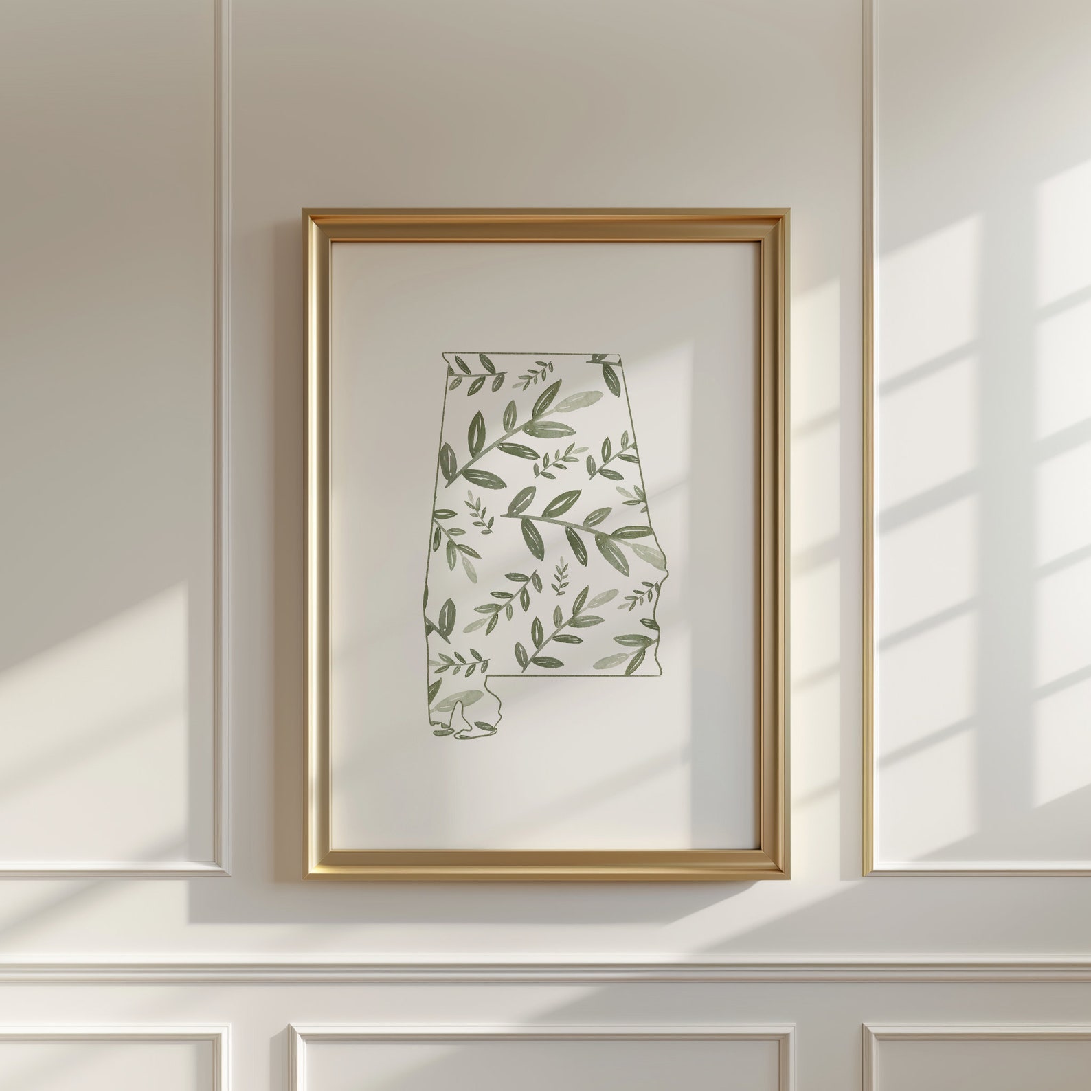 Alabama State Watercolor Greenery Print, Alabama Home Decor, Gift for ...