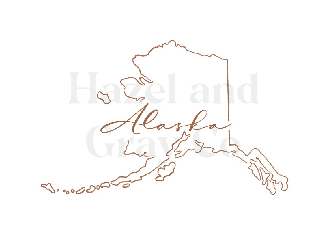 Alaska State Rust Outline Print, Alaska Native Gift, State Outline ...