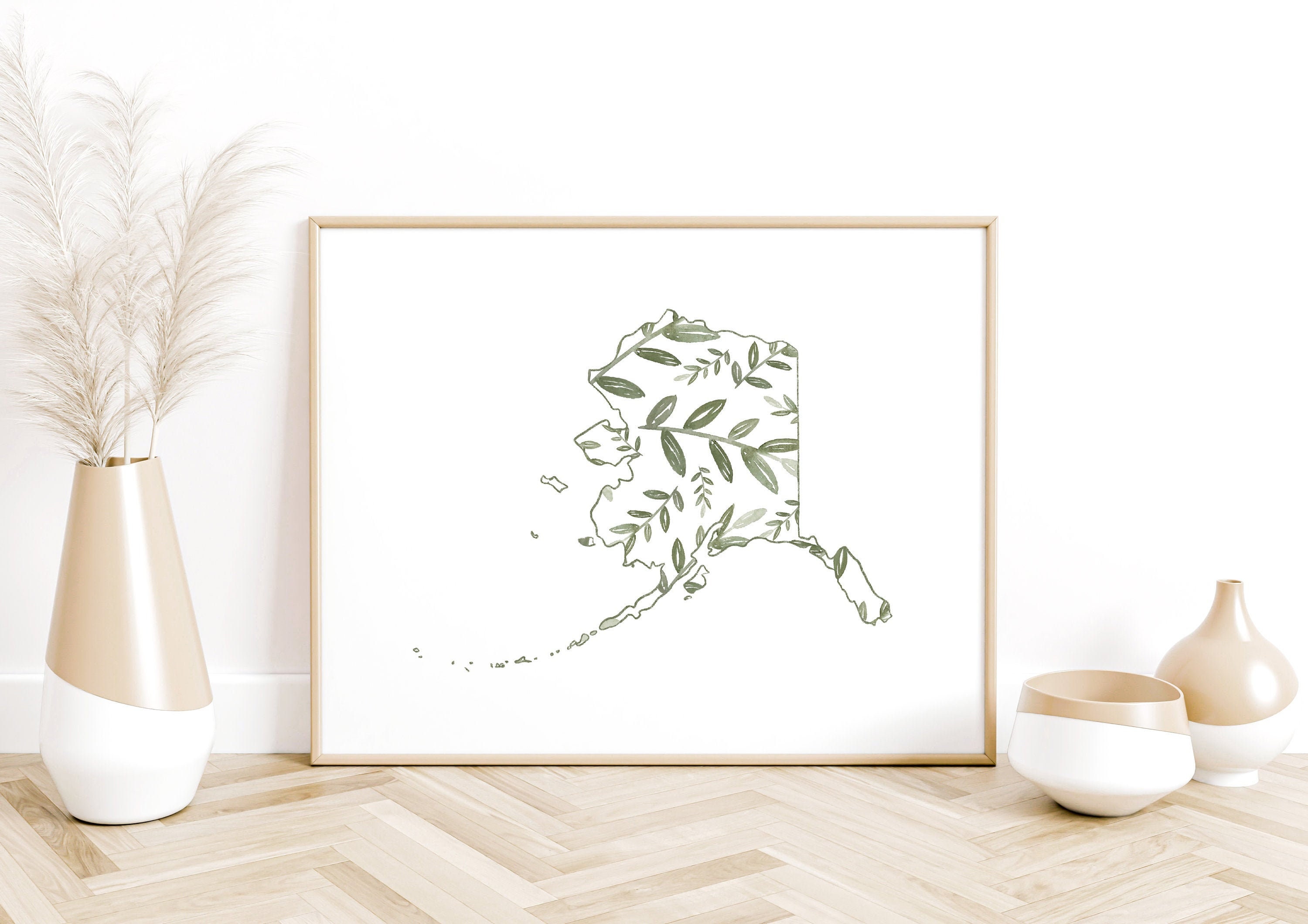Alaska State Watercolor Greenery Print Alaska Native Gift - Etsy