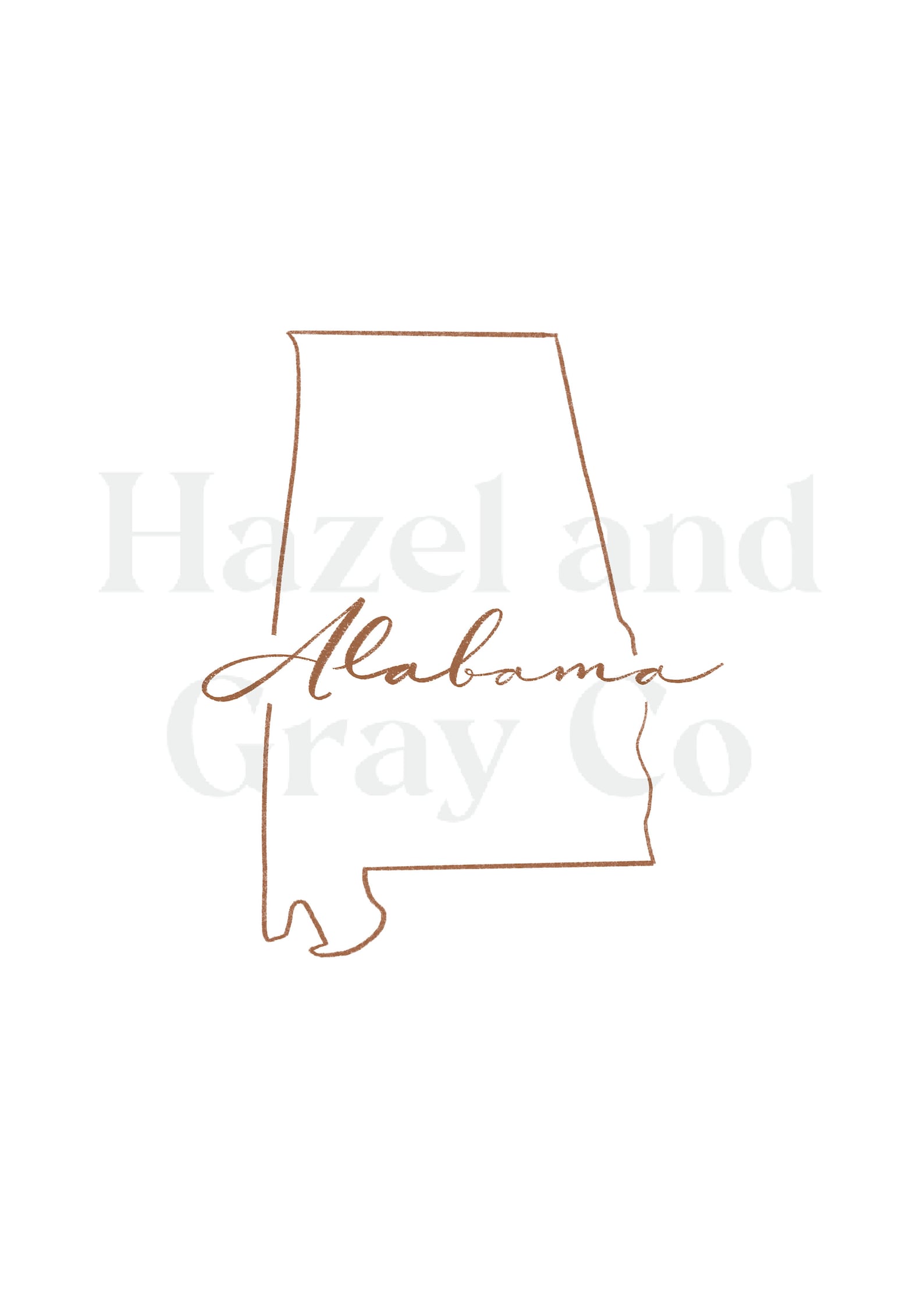 Alabama Rust Outline Print, Alabama Home Decor, Gift for Alabama Fan ...