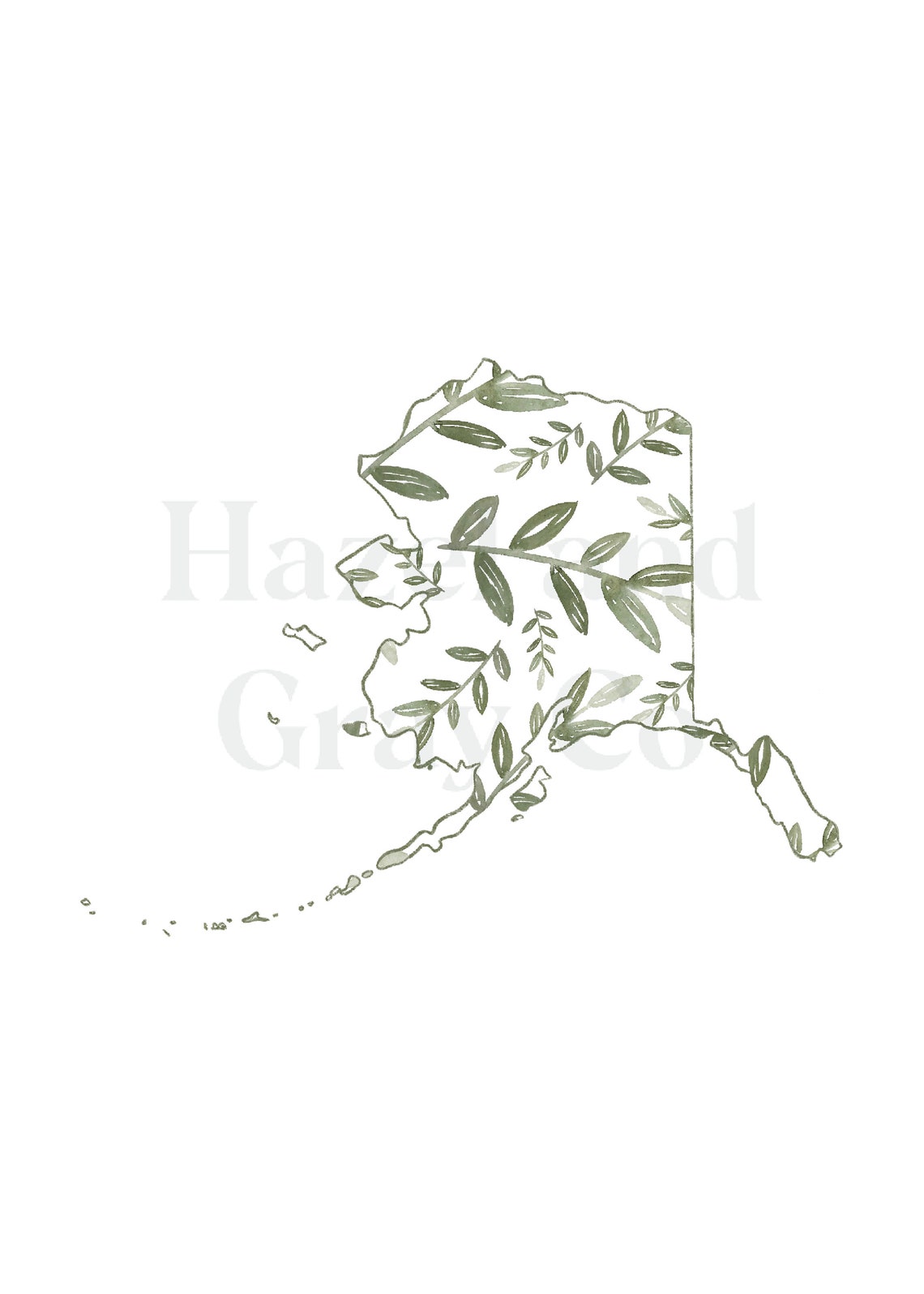 Alaska State Watercolor Greenery Print Alaska Native Gift - Etsy