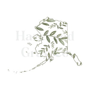 Alaska State Watercolor Greenery Print, Alaska Native Gift, State ...
