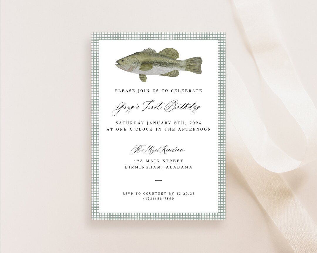 INSTANT DOWNLOAD - Customizable Bass Fish Birthday Invitation, Baby ...