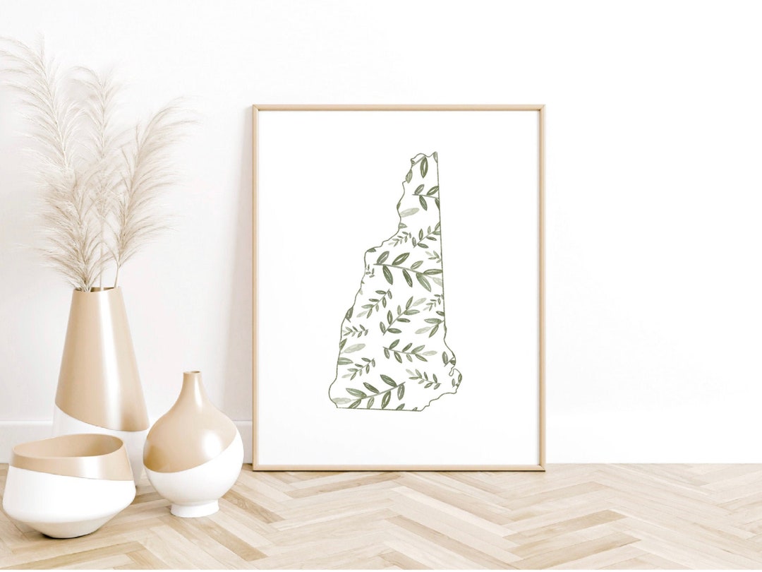 New Hampshire Watercolor Greenery State Art Print, Physical Art Print ...