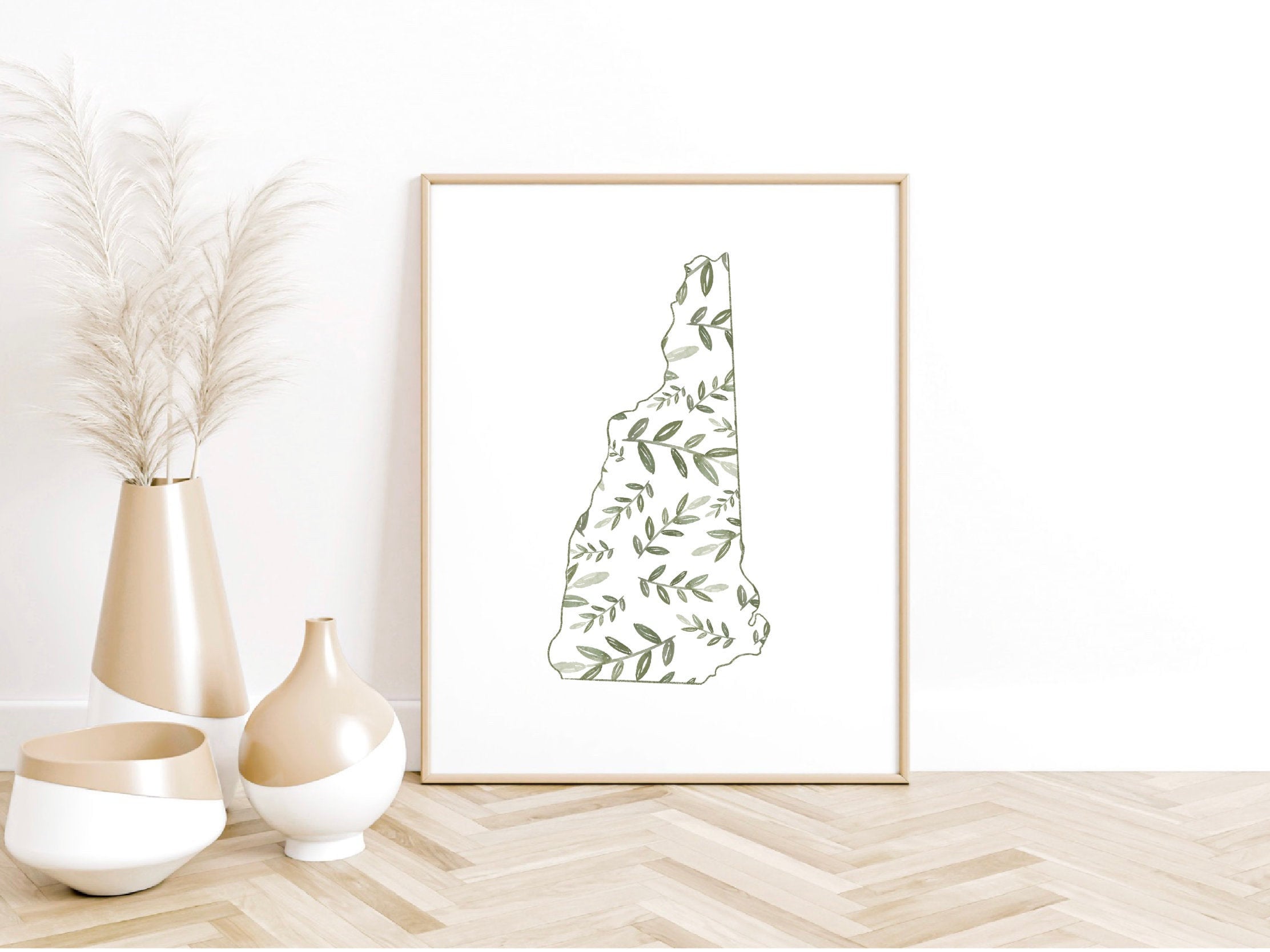 New Hampshire Watercolor Greenery State Art Print, Physical Art Print ...