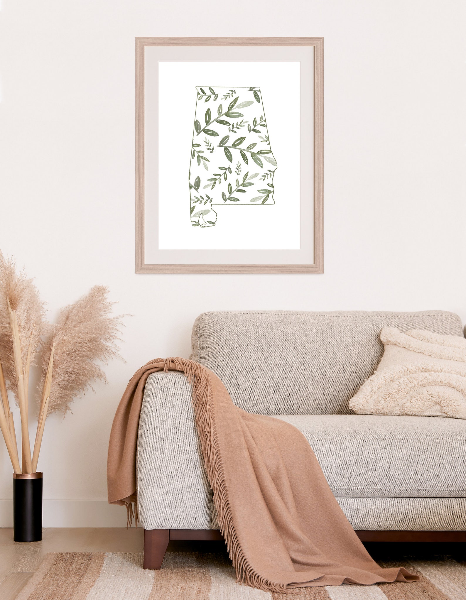 Alabama State Watercolor Greenery Print Alabama Home Decor - Etsy