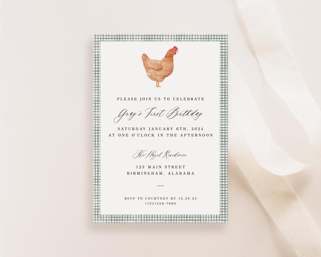 INSTANT DOWNLOAD - Customizable Chicken Birthday Invitation, Baby ...