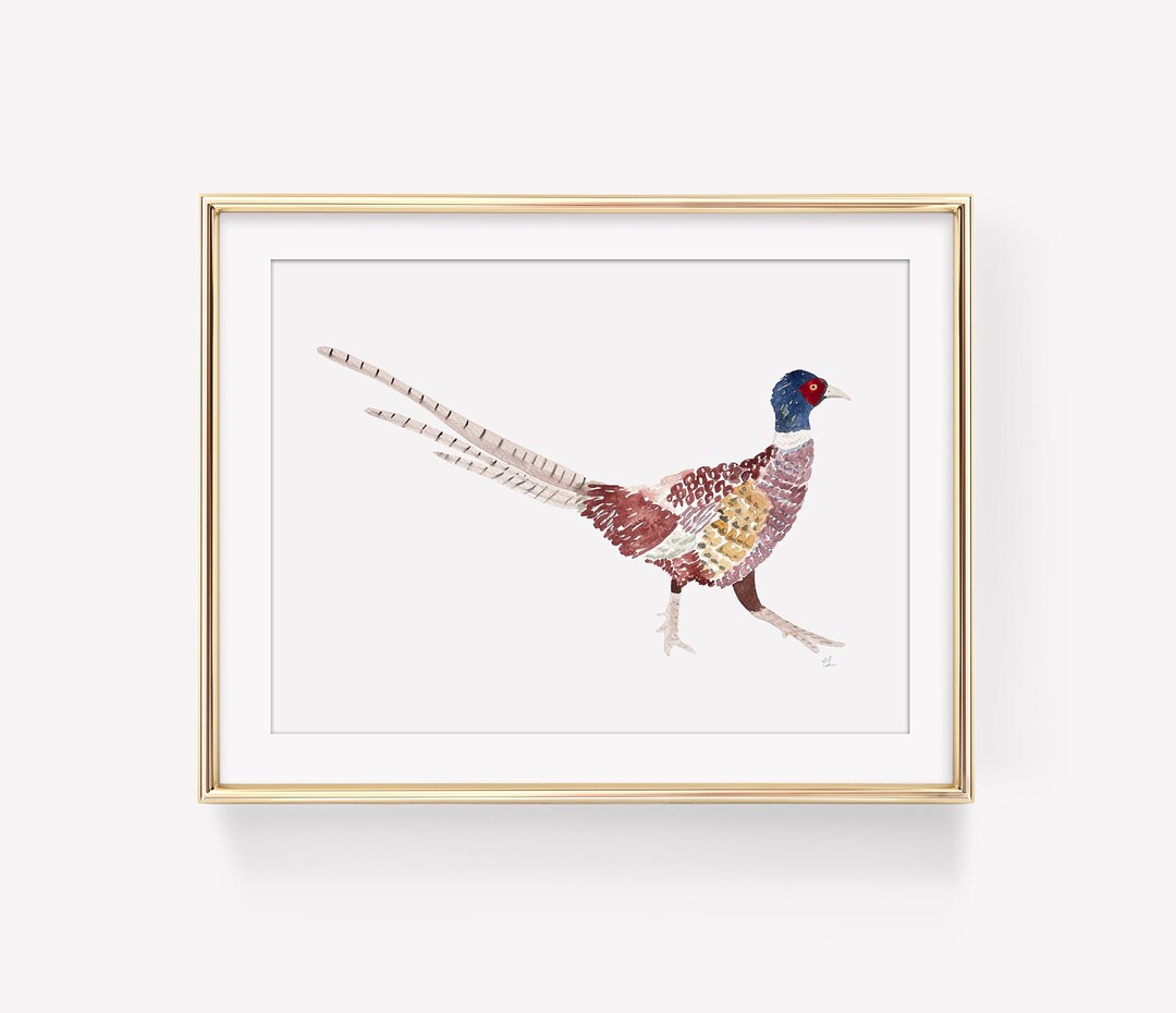 Watercolor Pheasant Art Print, Watercolor Nursery Decor, Wildlife Decor ...