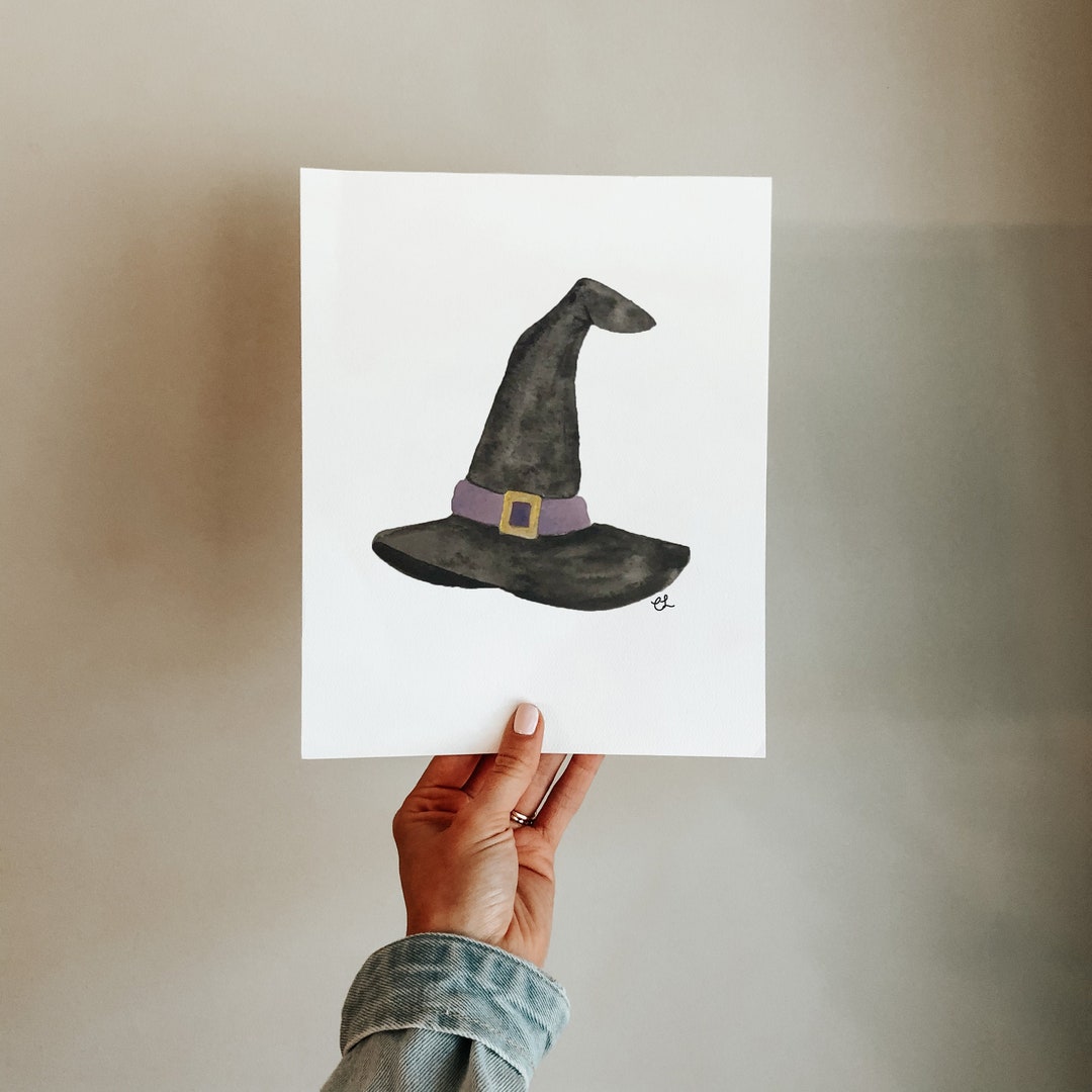Witch Hat Halloween Watercolor Print Halloween Artwork, Halloween Wall ...