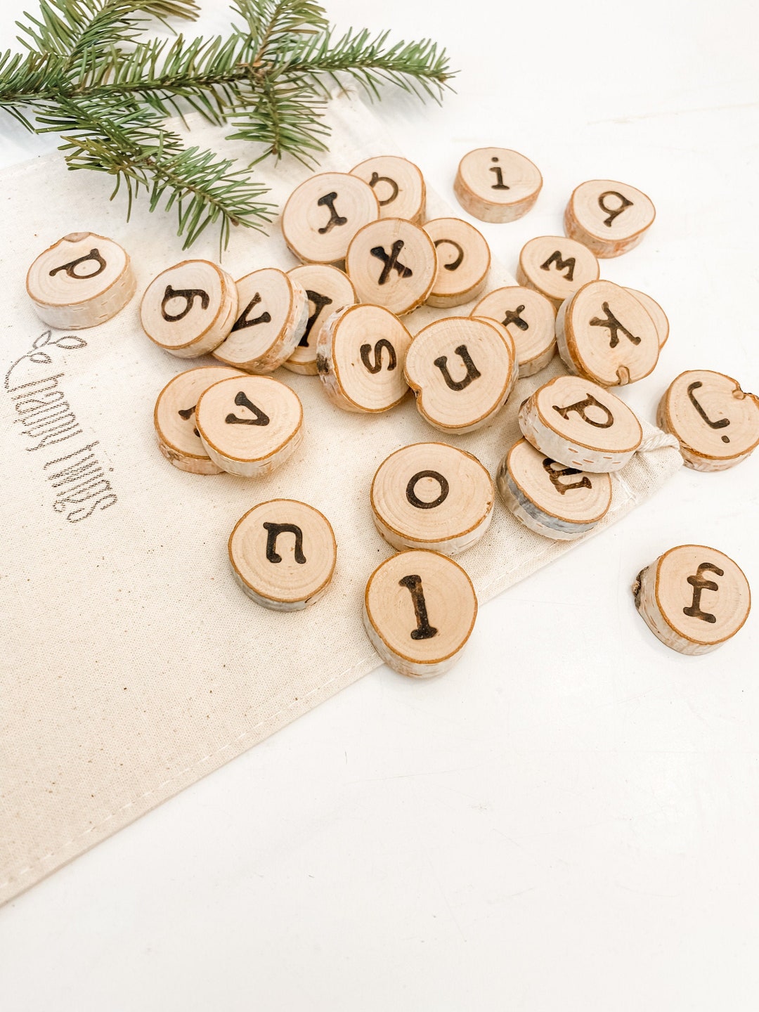 Natural Lower Case Letter Set | Wood Slice Alphabet Magnets - Etsy