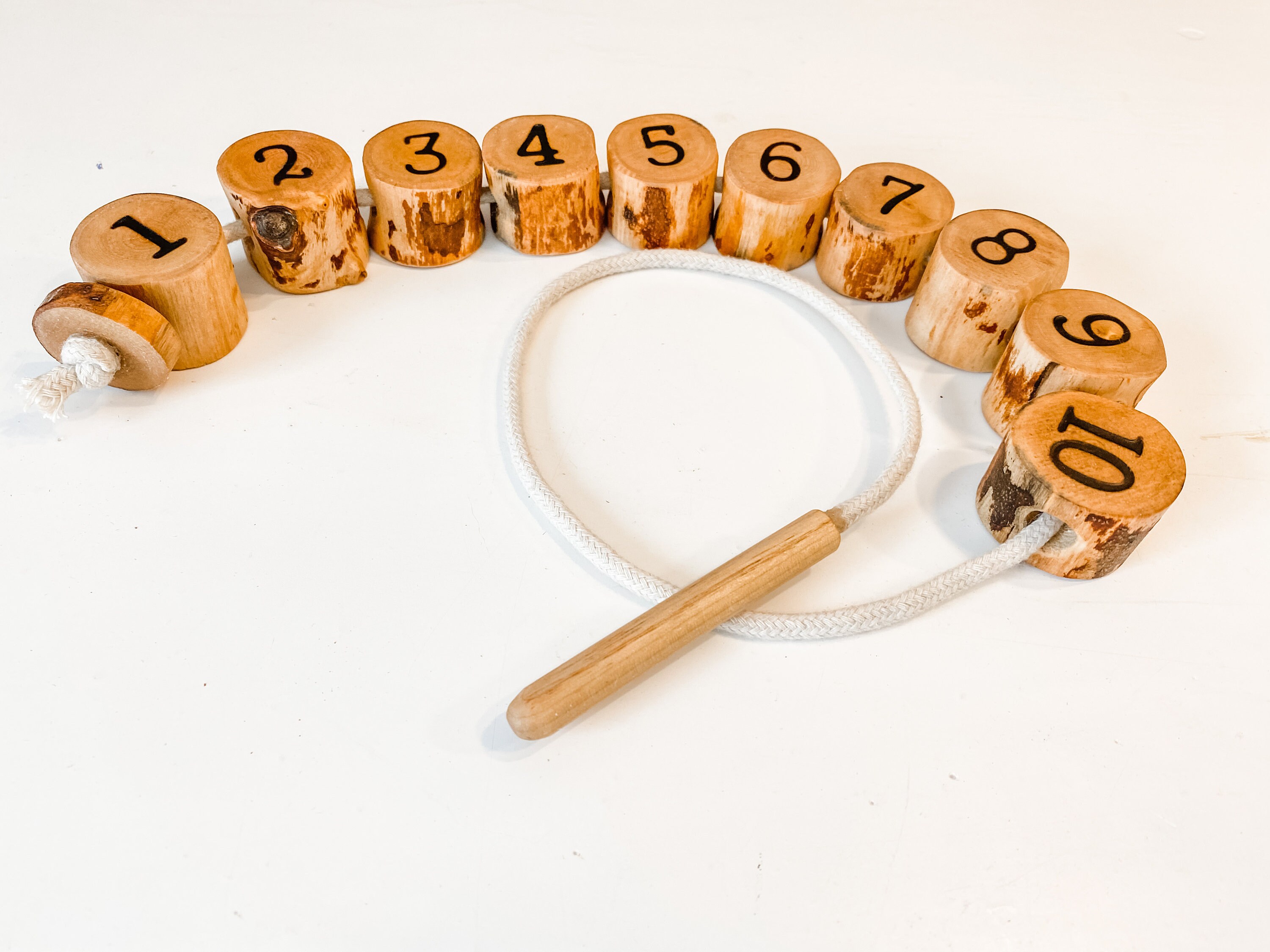 Wood Slice Lacing Toy Threading Numbers Toy - Etsy