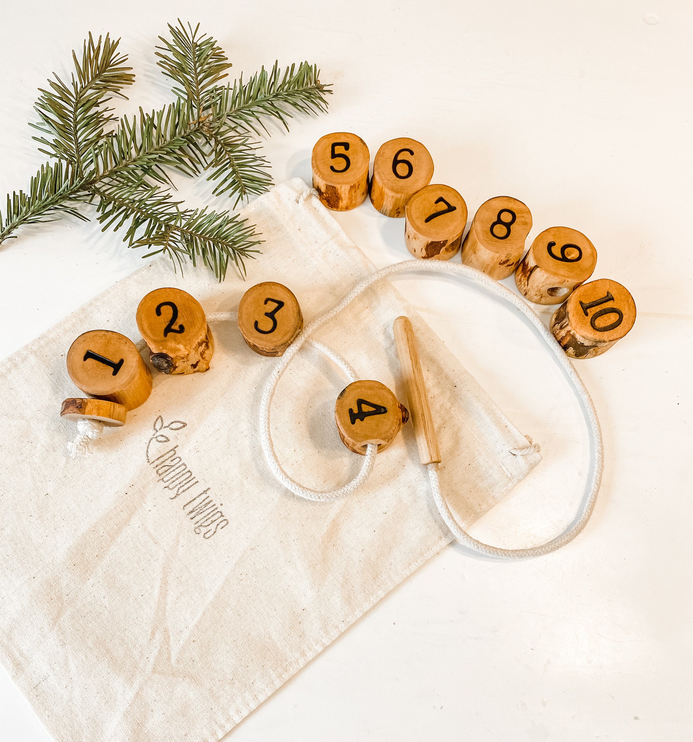 Wood Slice Lacing Toy Threading Numbers Toy | Etsy