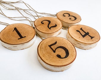 Log Slice Table Numbers for Rustic Wedding Wooden Reception - Etsy