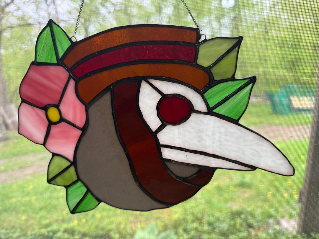 Plague Doctor Suncatcher: Handmade Stained Glass Window Hanging - Etsy
