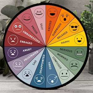 KID EMOTION WHEEL | Lightweight Wood Feelings Circle | Mindfulness ...