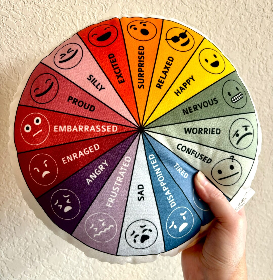 ROUND EMOTION PILLOW | Kid Feelings Wheel | Therapist | School ...