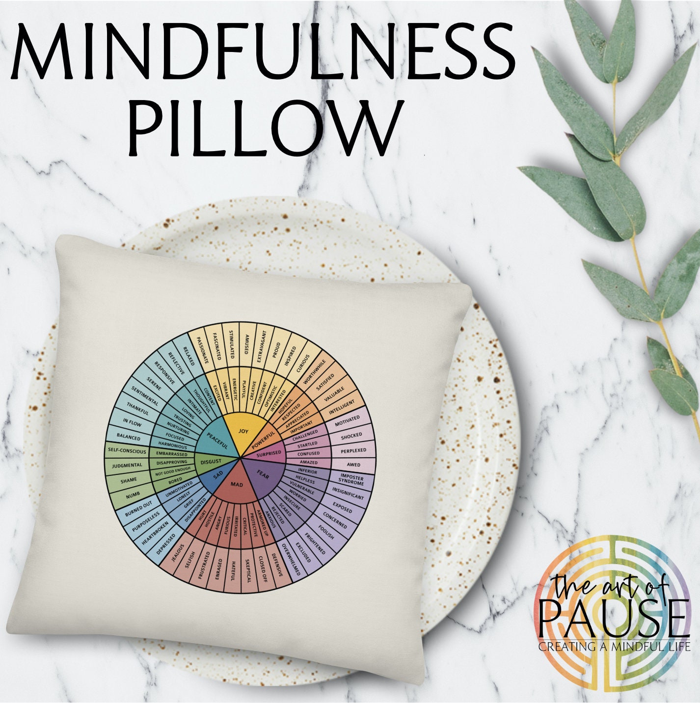EMOTION WHEEL PILLOW | Feelings Circle | Labyrinth | Spiritual Path ...