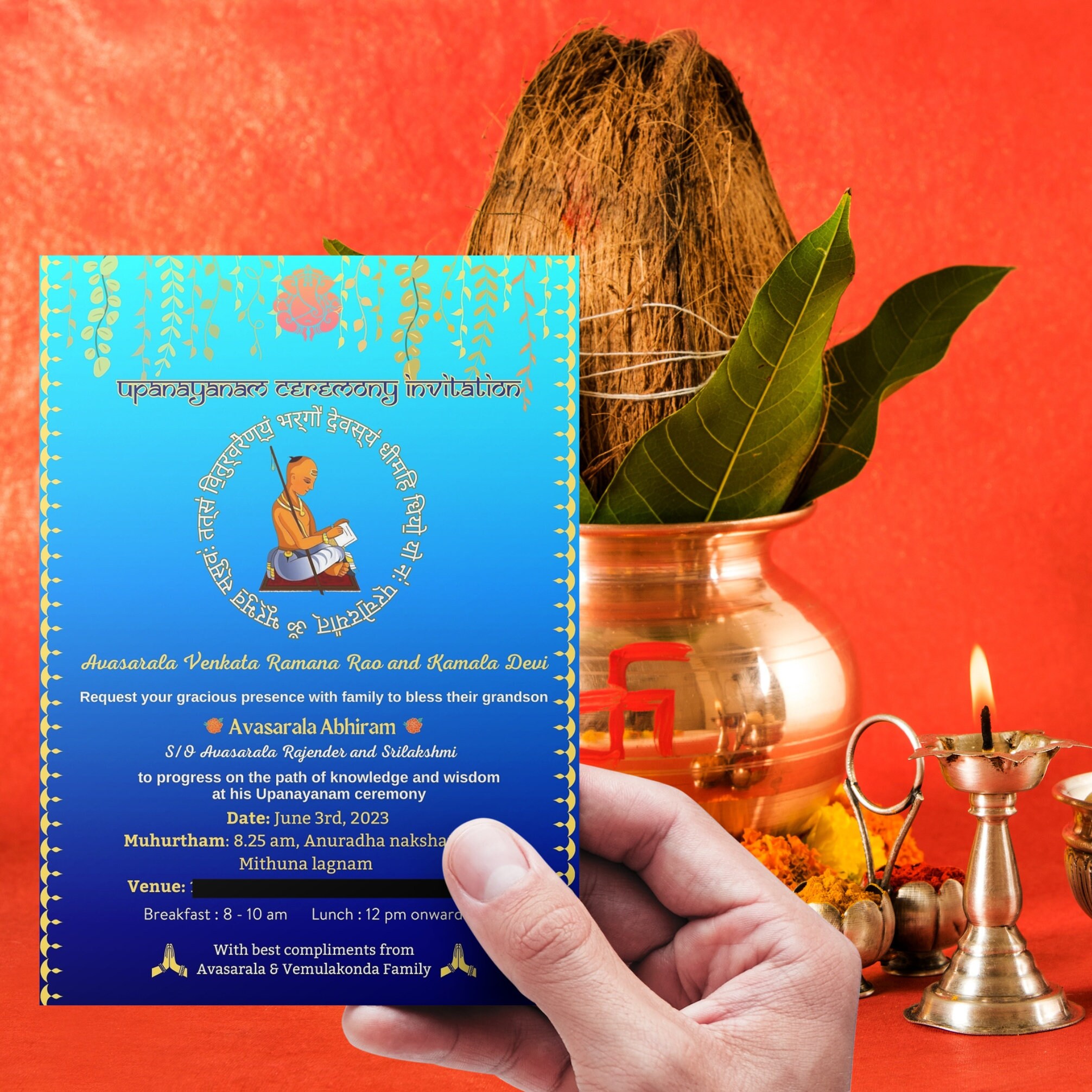 Customisable Upanayanam Digital Invitation Yagnopavith Sanskar in ...