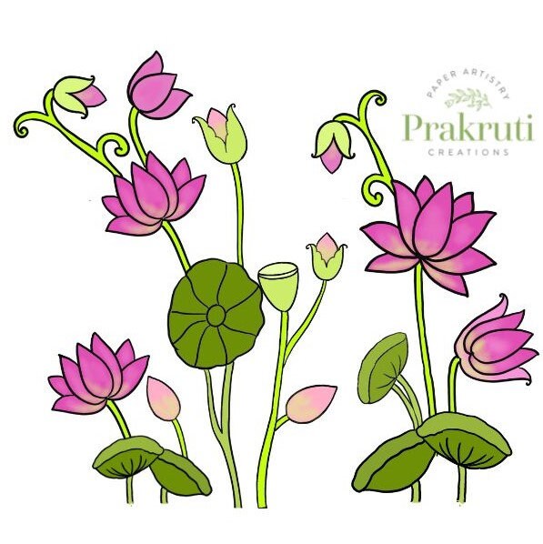 Pichwai Lotus Flowers, Buds, Leaves - Digital Images - Enlargeable ...