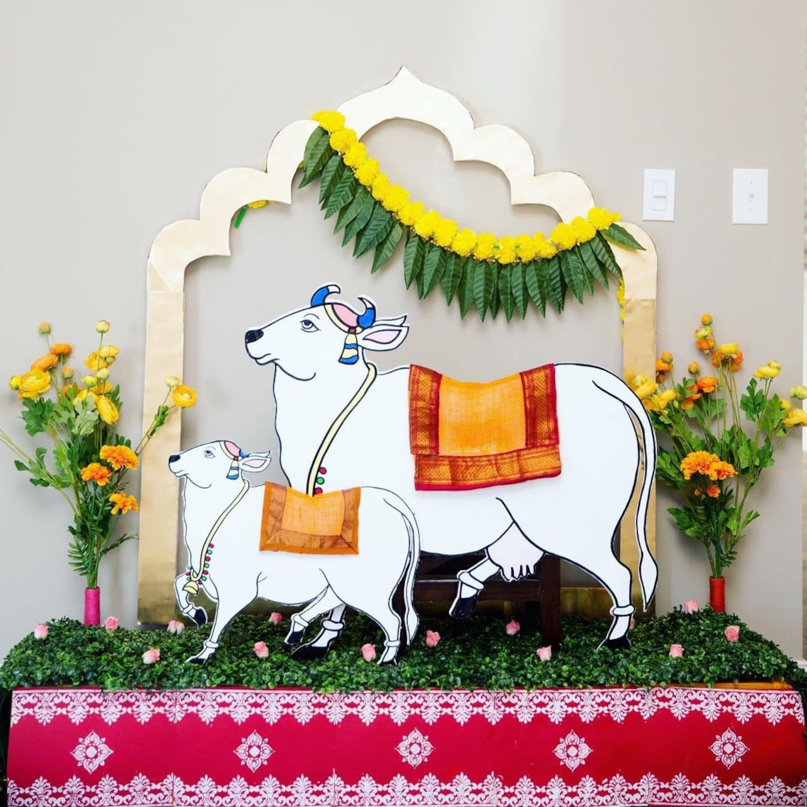 Pichwai Cow Calf Cutout Images White Background ENLARGEABLE Sankranthi ...
