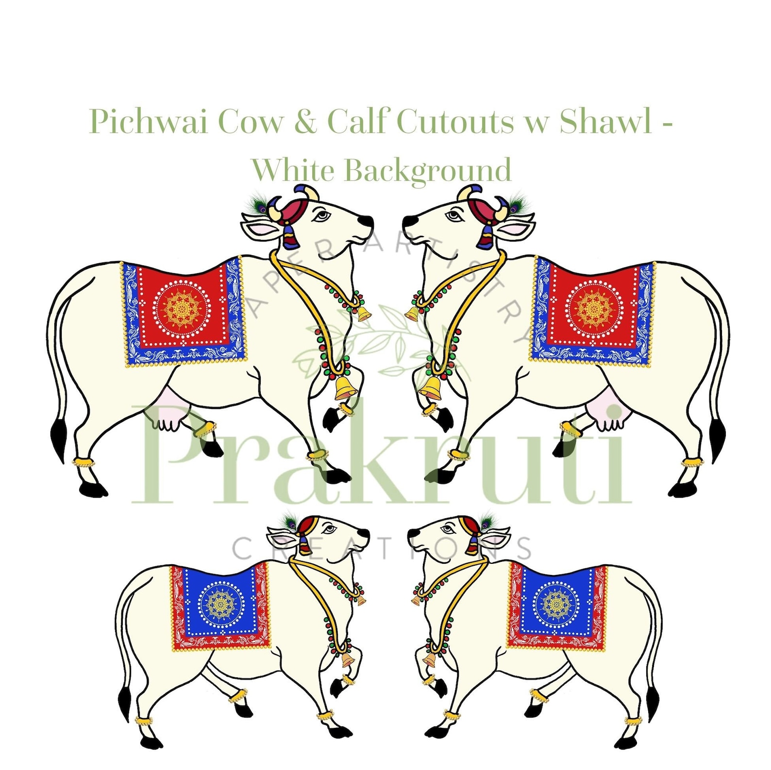 Customizable Cow and Calf Cutouts: Hindu Puja Decorations (digital ...