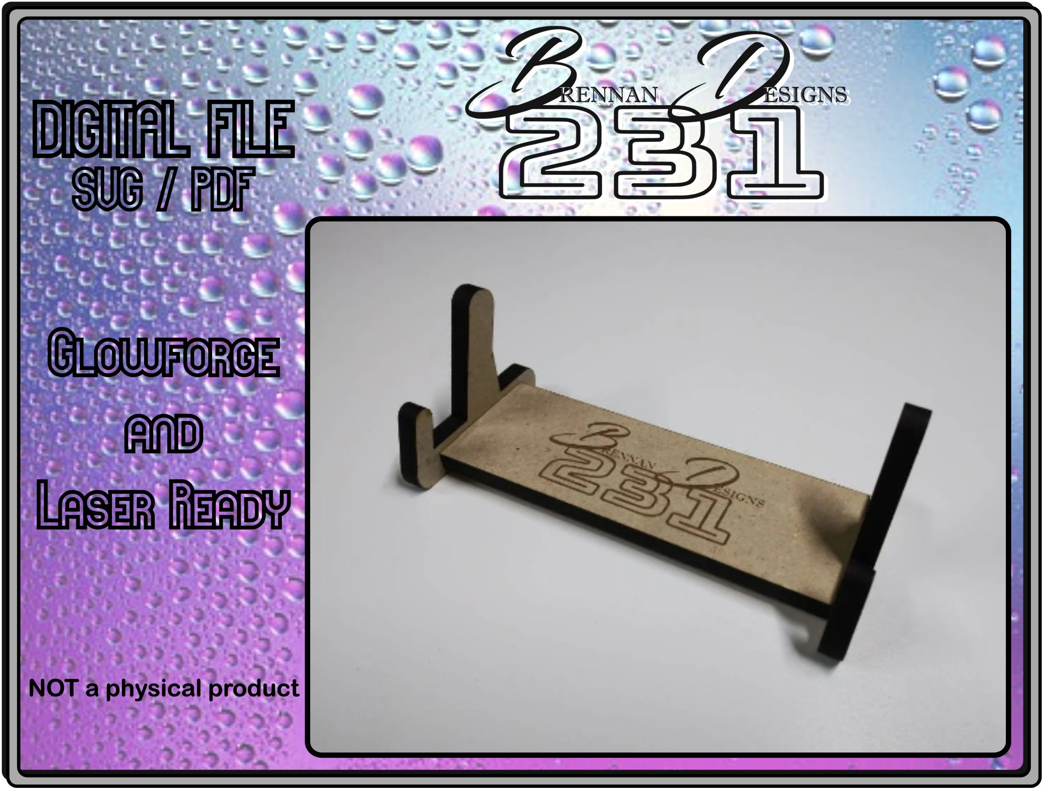 Simple Horizontal Cell Phone Stand SVG / PDF Cut File for Glowforge - 5 ...